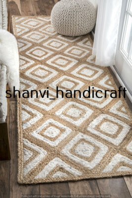 Home Decor Jute Rug Floor Handmade Jute Runner Rug Boho Solid Area Rug ...