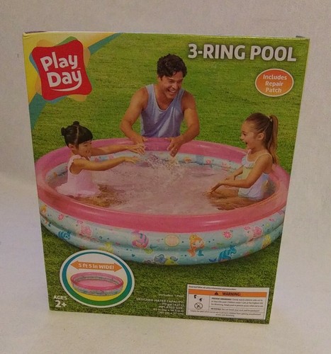 NEW Inflatable 3-Ring Childrens Swimming Pool -Mermaids- Pink(Play Day ...