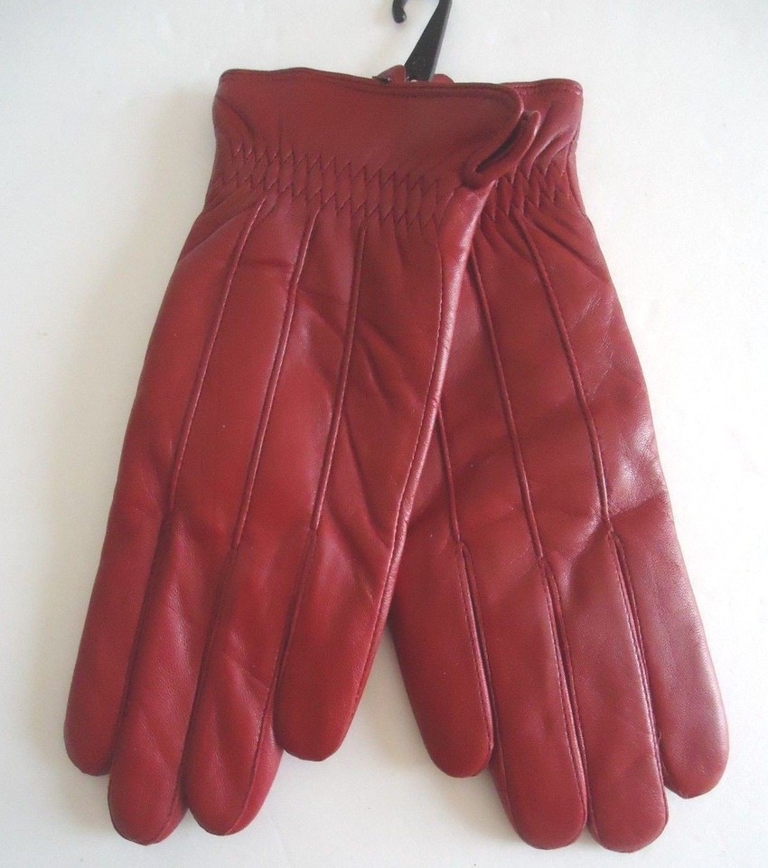 Ladies Women's Genuine Leather Driving Gloves, Red, Small | eBay