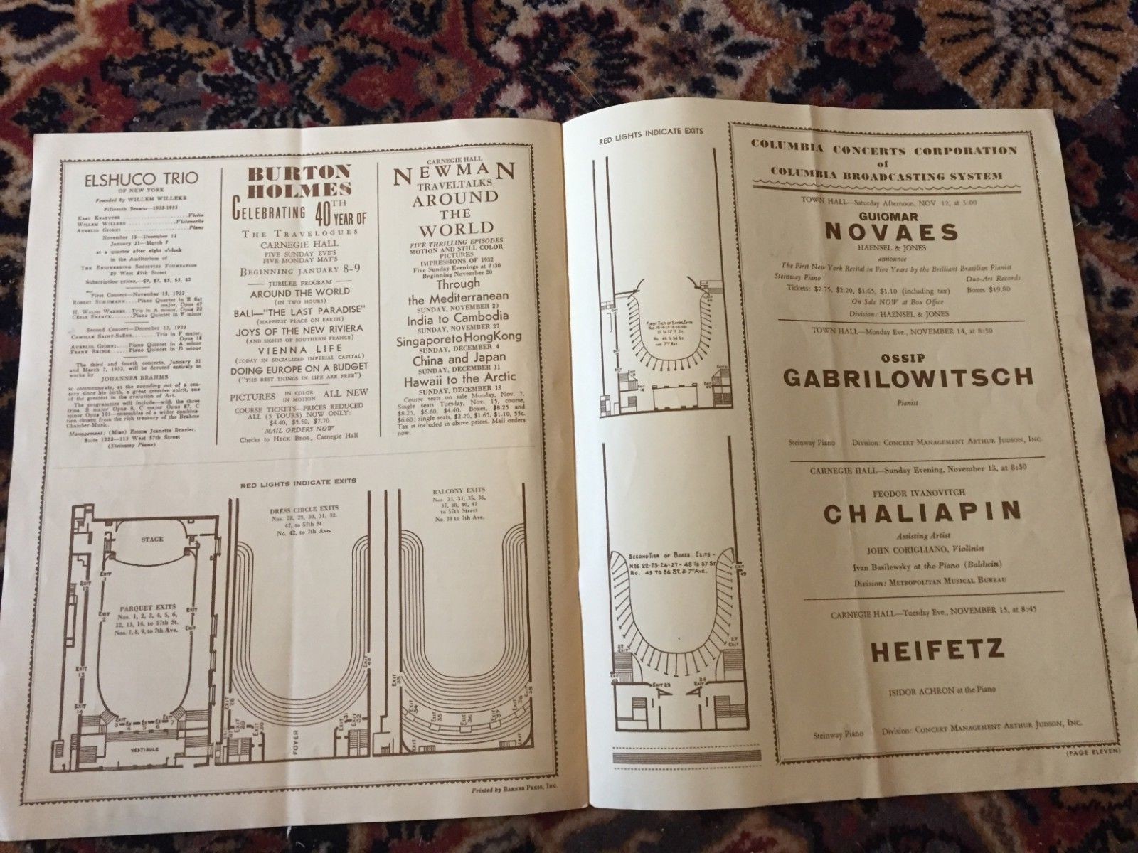 2 Complete Vintage Carnegie Hall Programs Copyright 1929 By Alfred ...