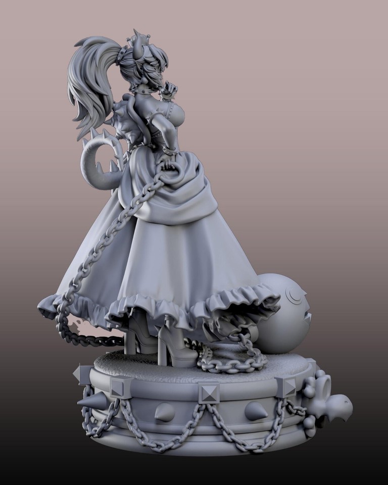 Bowsette 1/4 Painted 3D Printed 12K Figure Statue Resin Model Kit ...