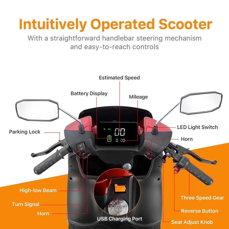 1000W 4-Wheel Heavy Duty Adjustable 2-Seat Electric Power Mobility ...