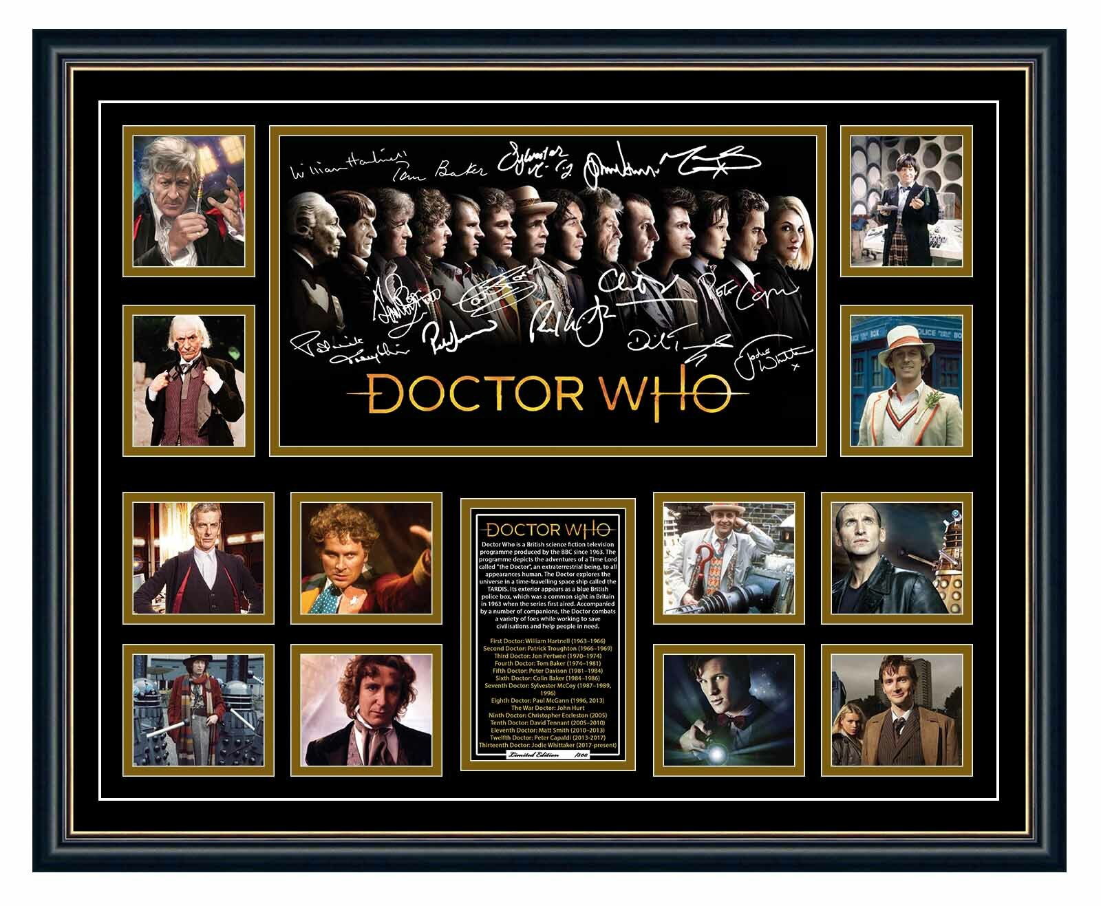 DOCTOR WHO ALL 14 DOCTORS FRAMED SIGNED LIMITED EDITION FRAMED ...