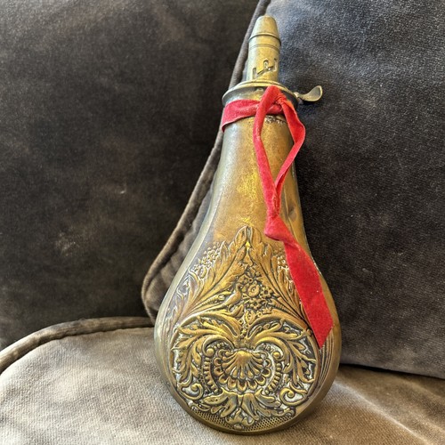 Antique Metal Gun Powder Flask Sykes Paten | eBay