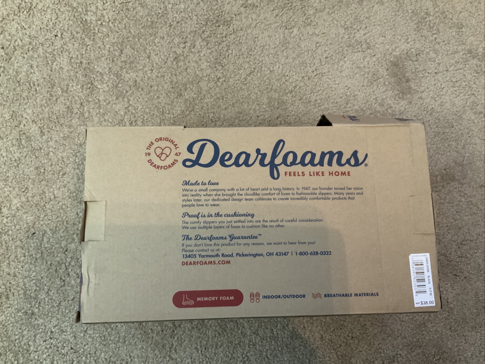 Dearfoam Men’s Black Slippers, Size Small 7-8, Memory Foam | eBay