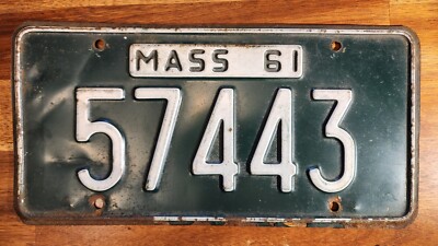 Vintage 1961 Massachusetts Mass MA License Plate Tag #57443 | eBay