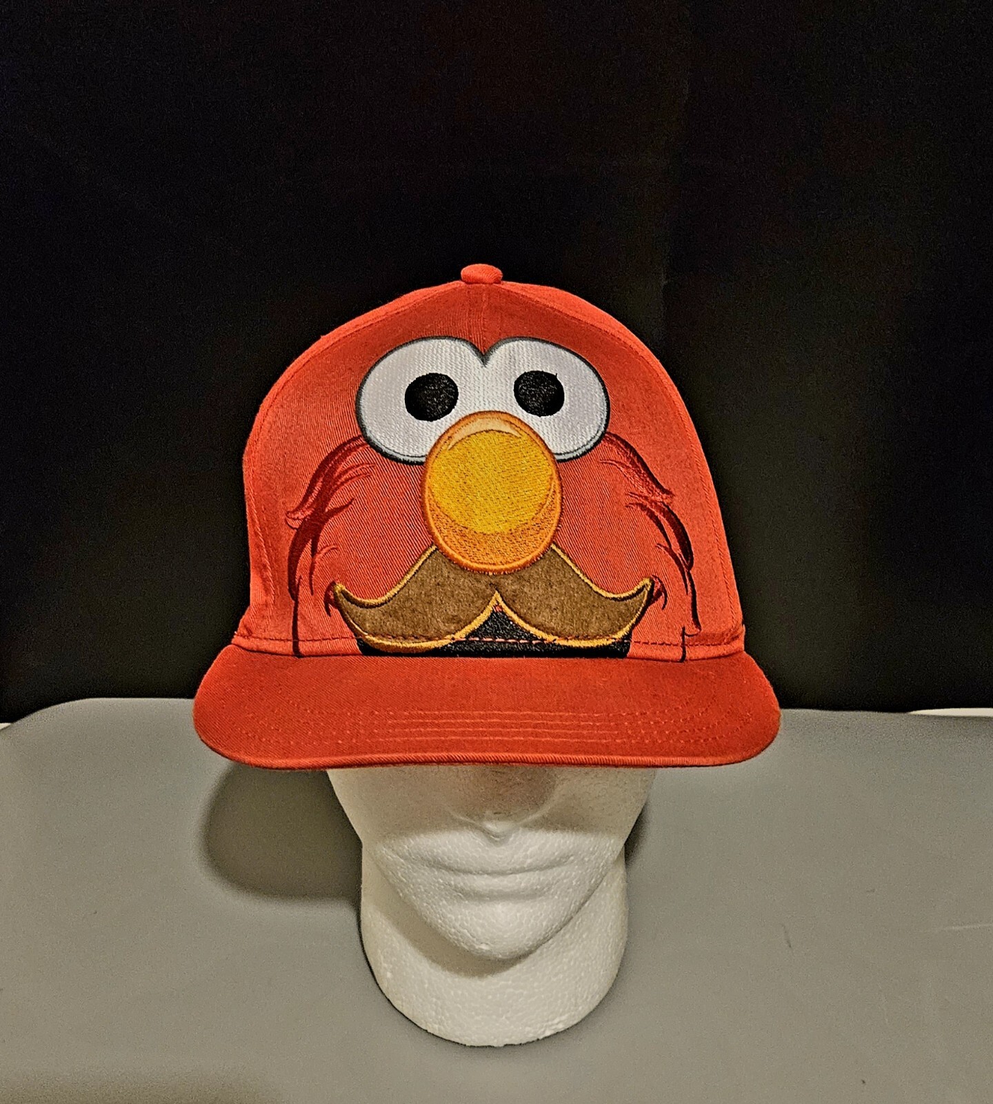 Sesame Street Elmo Face W/Mustache Hat Adult Snapback… - Gem
