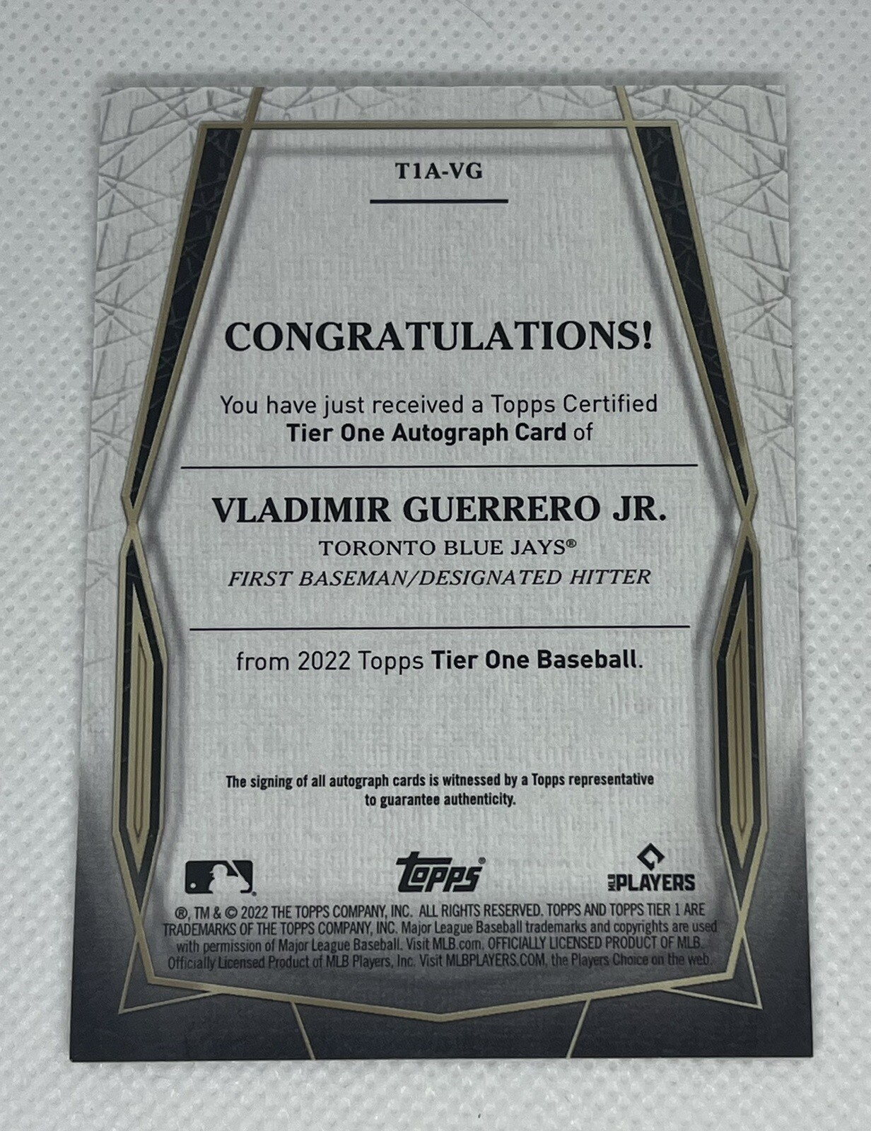 2022 Tier One Vladimir Guerrero Jr Bronze Ink Auto 24/25