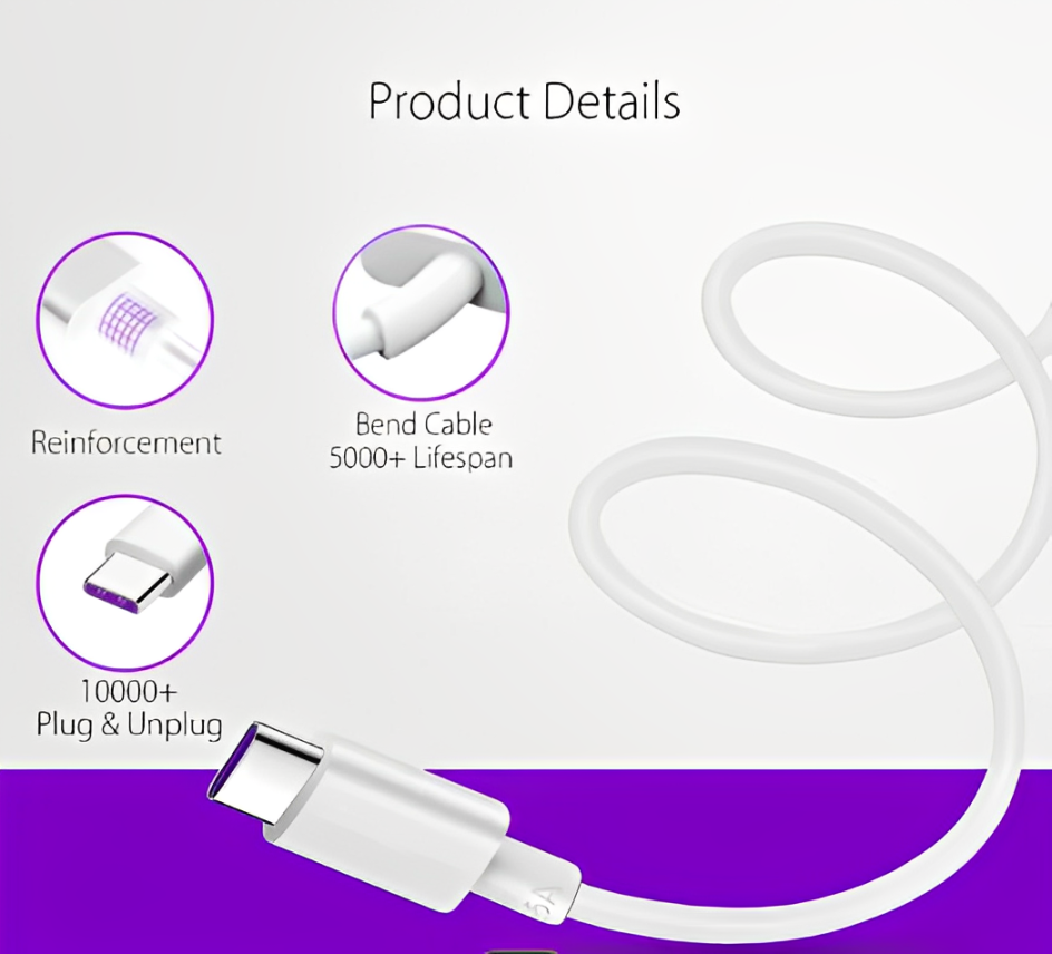 3X Fast Charging Type C USB Heavy Duty Universal Phone Charger Data ...