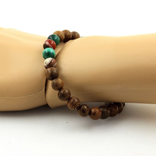 Bracelet Beads Malachite From Congo + Agate Of Dream + Wood | eBay ...