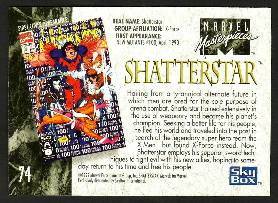 MARVEL MASTERPIECES 1992 ART BY JOE JUSKO BASE CARD 74 SHATTERSTAR | eBay