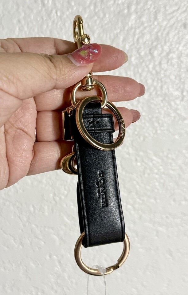 NWT Coach Leather Trigger Snap Bag Charm Black Valet Key Ring Fob | eBay