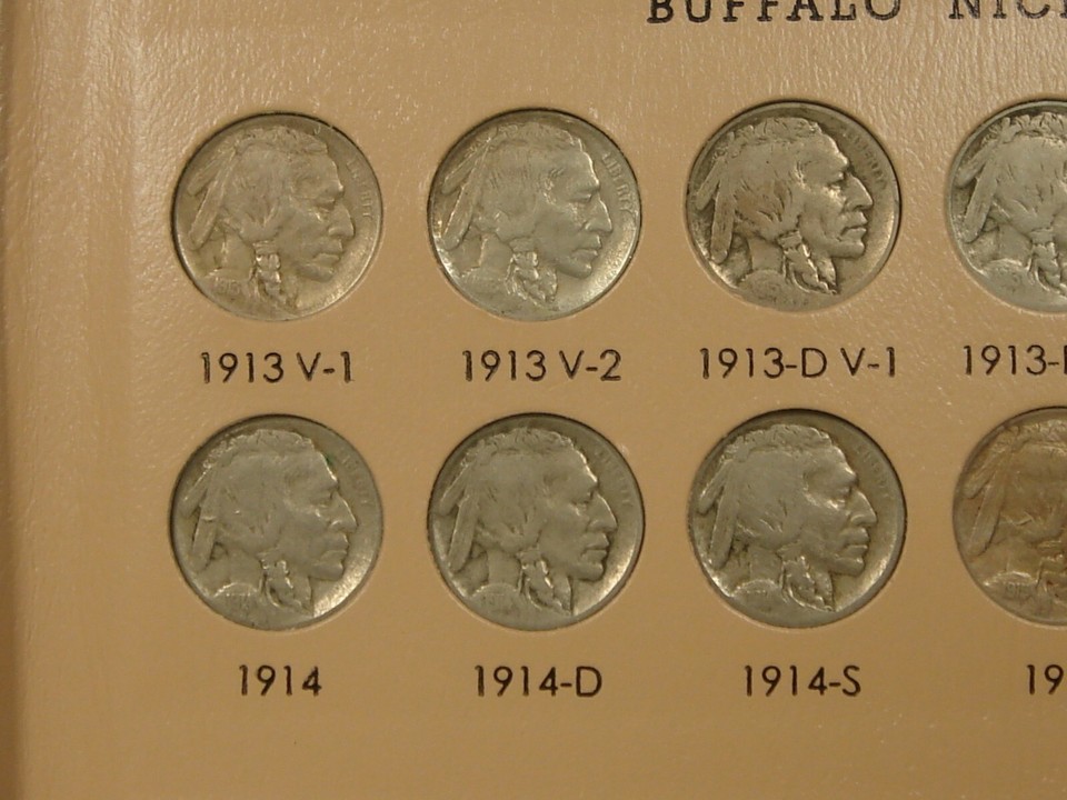 Buffalo Nickel Set 63 Coins 1913-1938 has 1913-D-II 1914-D 1921-S ...