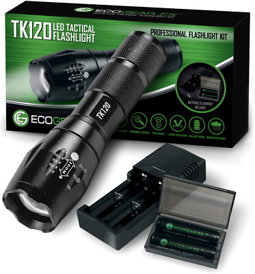 LED Tactical Flashlight Kit Rechargea with Charger & Batteries ...