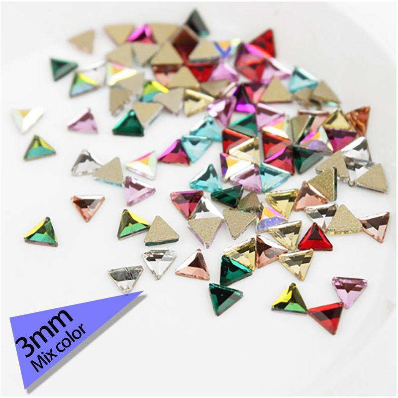 Small Triangle Bead Clear Nail Art Rhinestone 30/100Pcs Crystal Stone ...