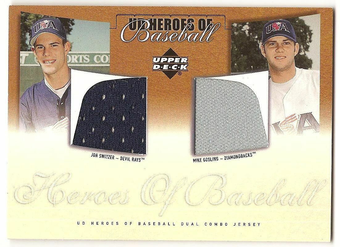 2001 Upper Deck Heroes of Baseball Jon Switzer Mike Gosling Dual Combo ...