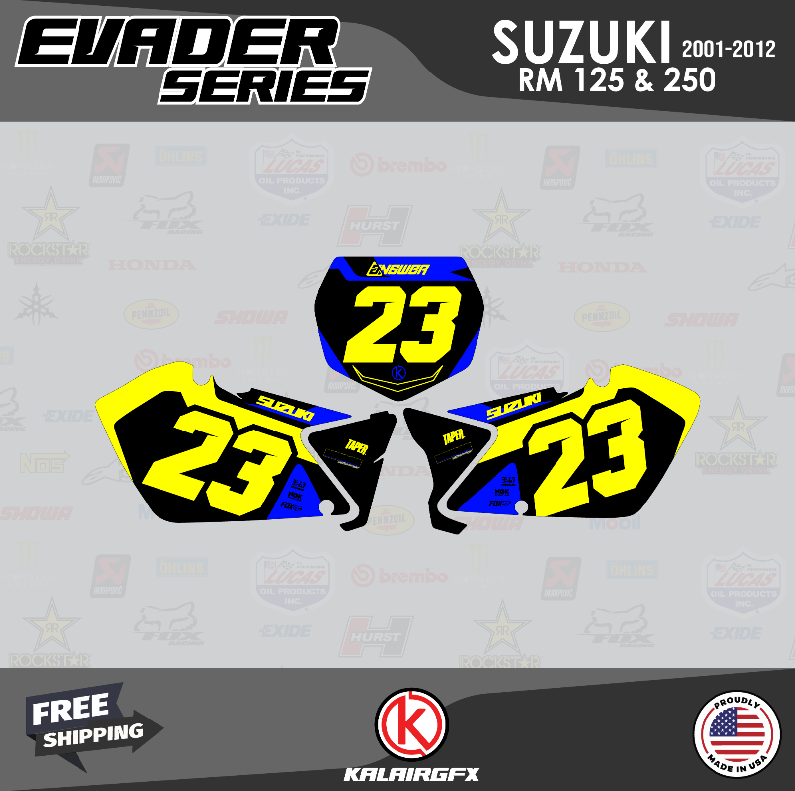 Graphics Kit For Suzuki RM125 RM250 (2001-2012) RM 125 RM 250 Evader ...