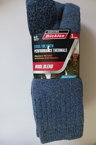 NEW Dickies 3pr Steel Toe SLATE BLUE Wool Blend Heavy Thermal Crew ...