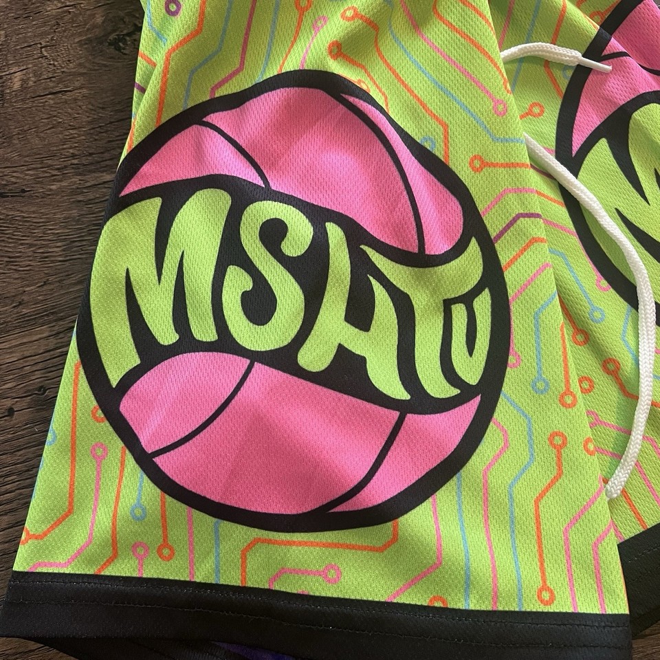 2025 Mshtv Camp Game Shorts Reversible Neon Shorts Green Purple Youth ...