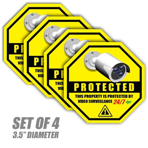 4x Security Camera Surveillance Sticker CCTV System Video Protected ...