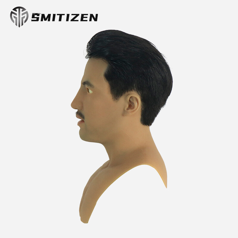 SMITIZEN Realistic Silicone Human Skin Mask With Hair Beard Masquerade ...
