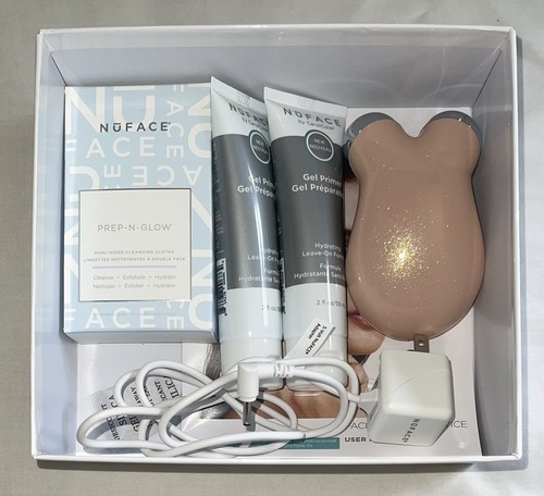 NuFace Mini Facial Toning Device Pink Charger 2 Gel Primer Tubes Prep-n ...