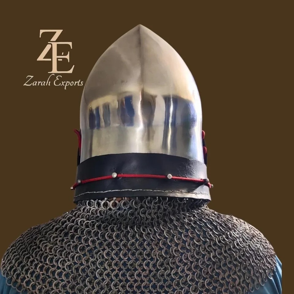 Medieval Nasal Bascinet Helmet 14th-15th Century Aventail Chainmail SCA ...