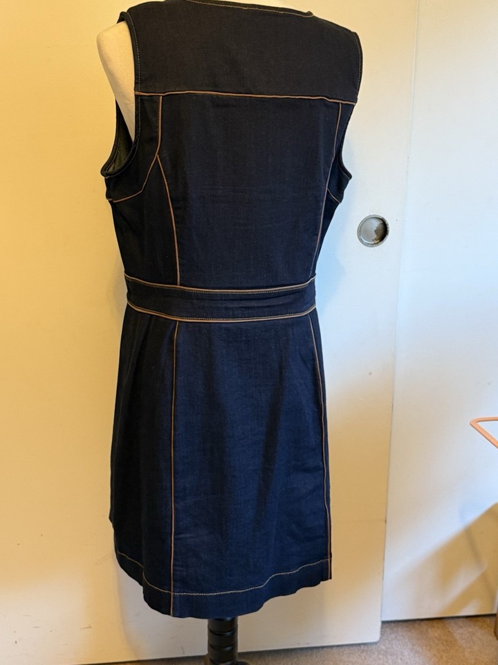Ladies Dark Denim Zip Front Dress Side Slit Pockets - 14 | eBay