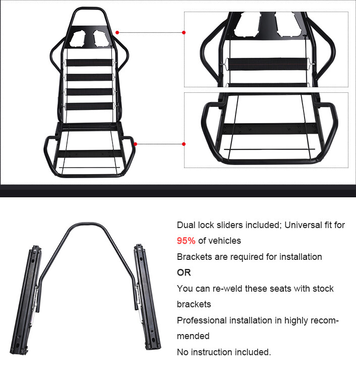 Universal 2 Racing Seats Black Faux Leather + Pink String Grid Seats W ...