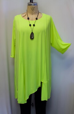 Coco & Juan Lagenlook Plus Size Tunic Citrus Yellow Asymmetric Top 1X ...