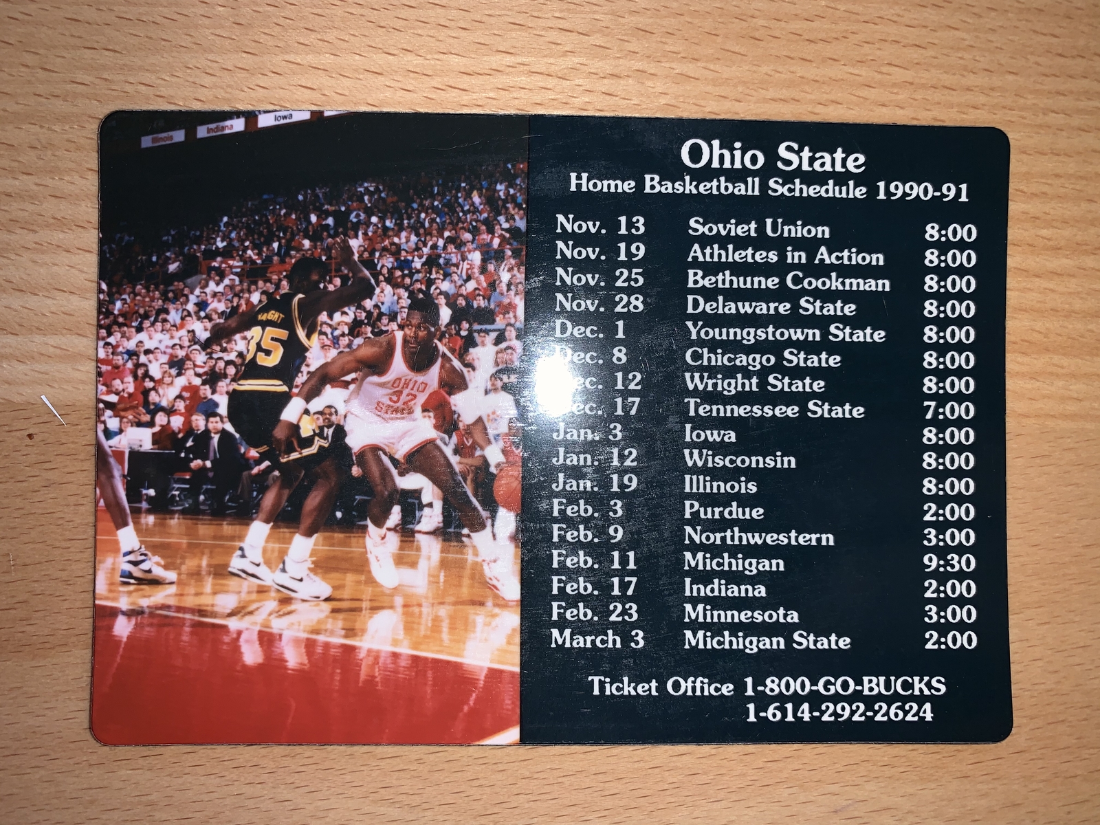 1990-91 OHIO STATE BUCKEYES BASKETBALL MAGNET SCHEDULE SKED | eBay