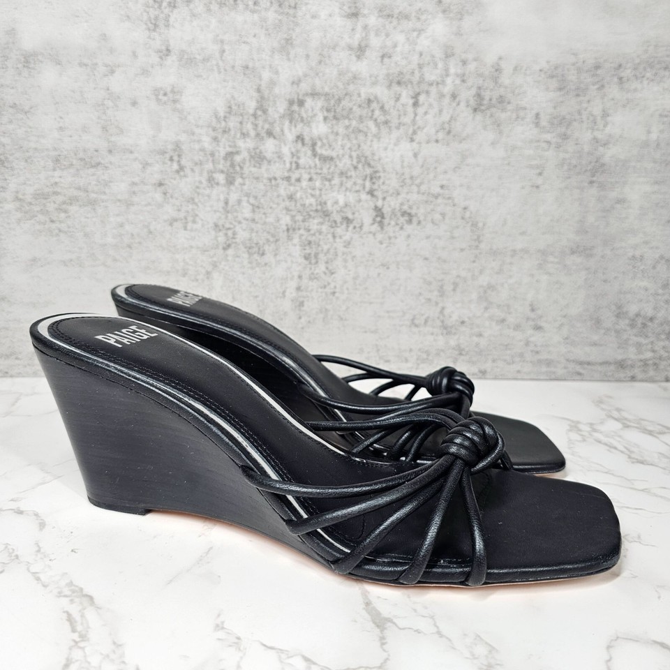 Paige Women Sandals Sydney Knot Wedge Strappy Square Open Toe Slip On ...