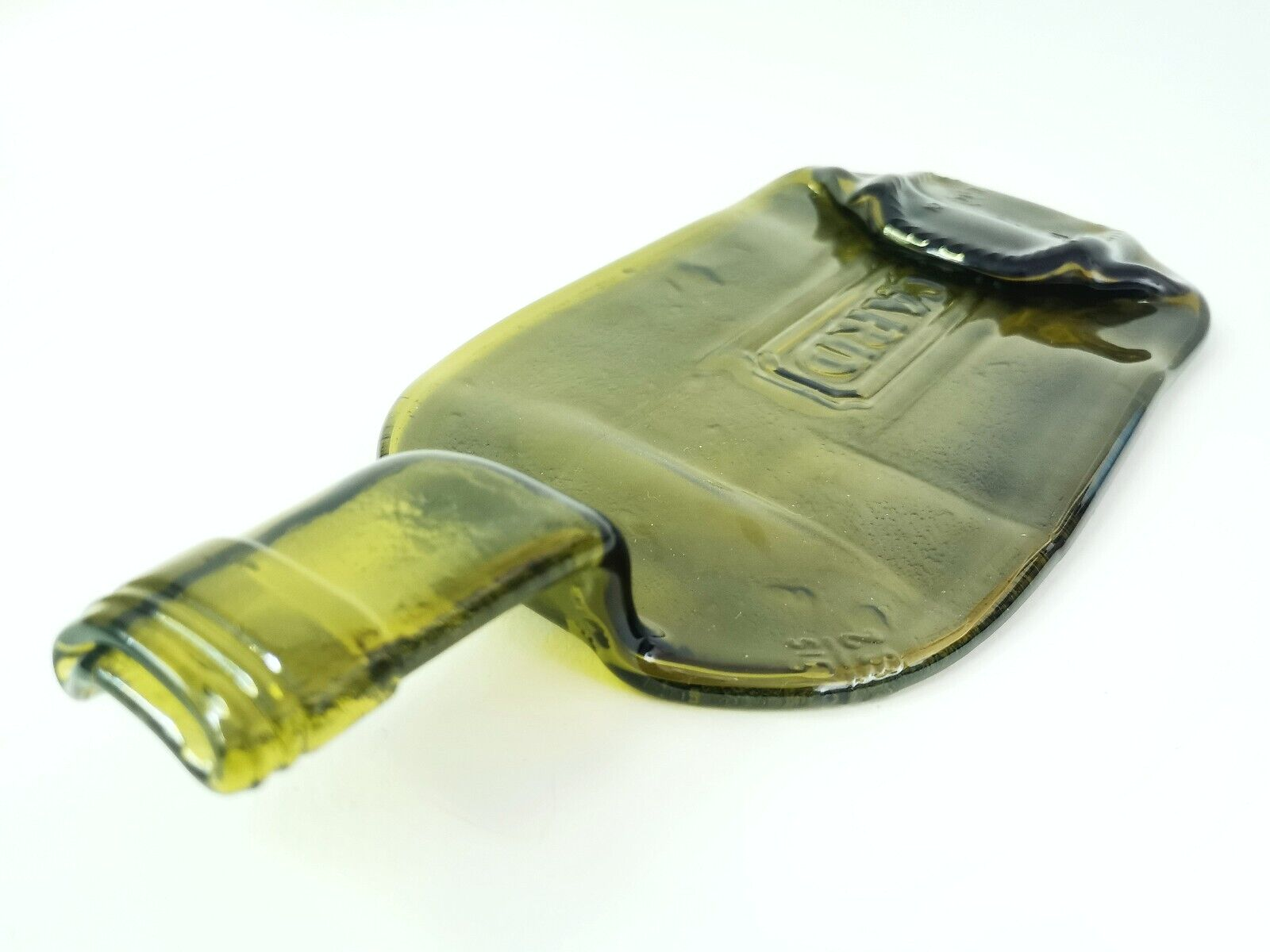 PRE OWNED KILN MELTED GLASS RICARD BOTTLE TRAY PLATTER TRINKET KEY DISH ...