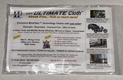 THE ULTIMATE CLOTH MiraFiber STREAK LINT DUST FREE! NO Scratches Cleans ...