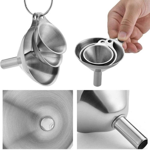Hot 6 Pcs Stainless Steel Mini Funnels for Kitchen Use Large Tiny Small ...