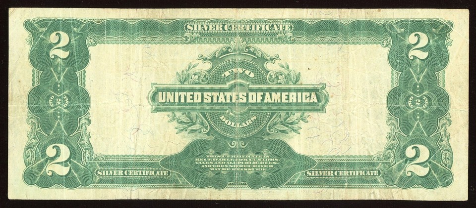 1899 Large Size $2 Two Dollar Silver Certificate Mini Porthole Note Fr ...