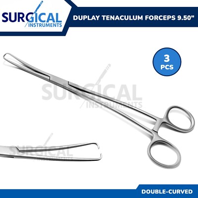 3 Duplay Tenaculum Forceps 9.50" Double Curved Gynecology Surgical ...