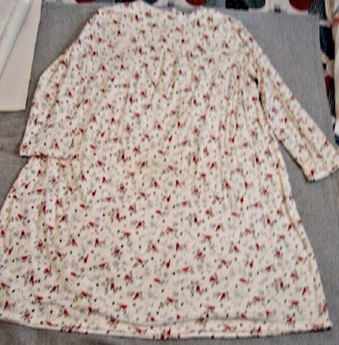 Secret Treasures Stretch Fleece Nightgown 4X Long Sleeve White w/ Red ...