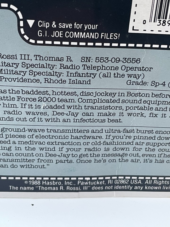 1988 Hasbro G.I. Joe DEE-JAY New In Package Battle Force 2000 VTG w ...