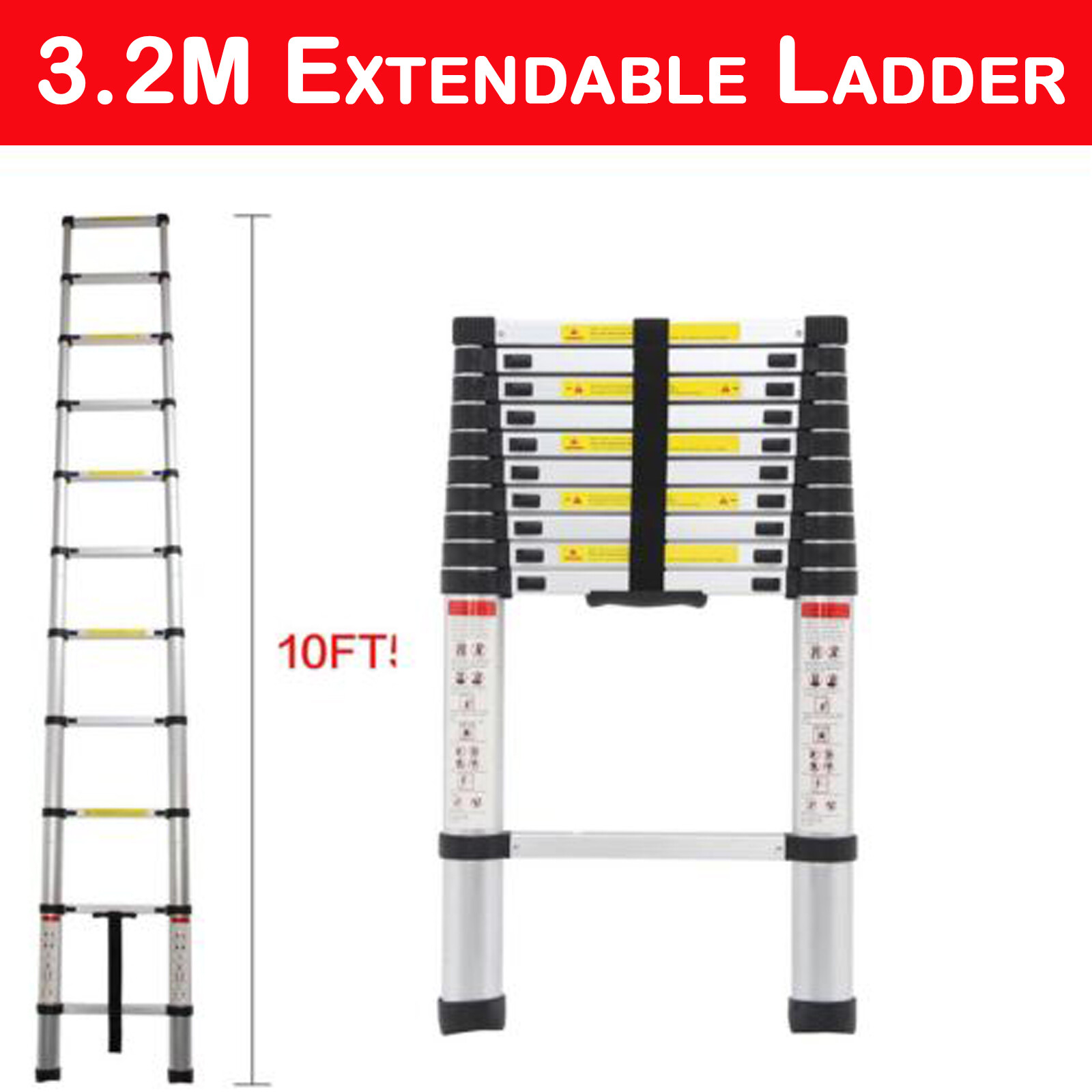 Telescopic Ladder Multi-Purpose Extendable Folding Aluminium 2M-6M ...