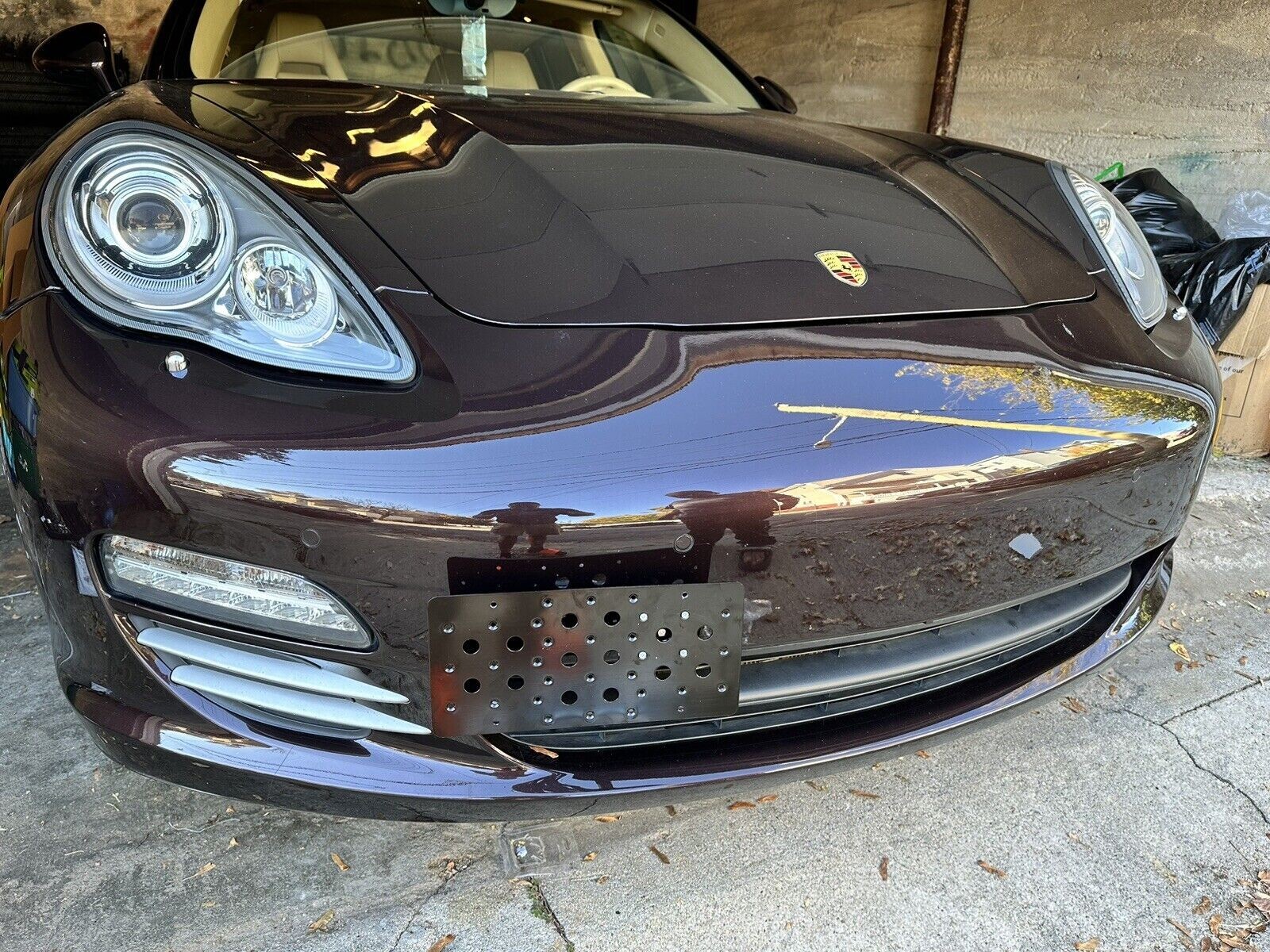 Front Bumper Tow Hook License Plate Mount Bracket for Porsche Panamera ...