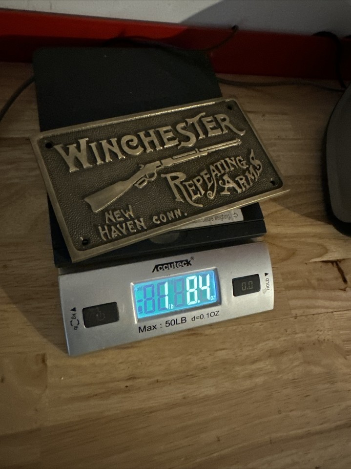 Winchester Sign Plaque Gun Gunsmith Rifles Collector Patina Hunting ...