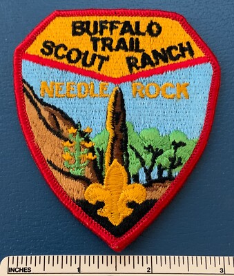 Vintage BUFFALO TRAIL RANCH Boy Scout Camp PATCH Needle Rock Tatanka ...