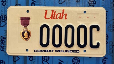 LICENSE PLATES sample Utah Purple Heart Combat Wounded | eBay