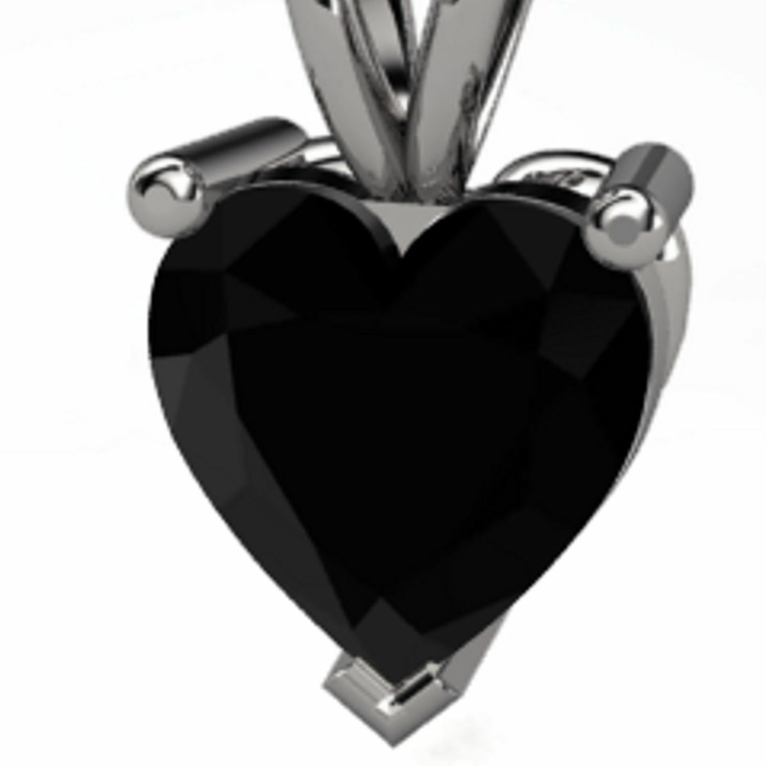 .75ct Black Heart Cut Austrian Zircon Solitaire Pendant Necklace 14kWG ...