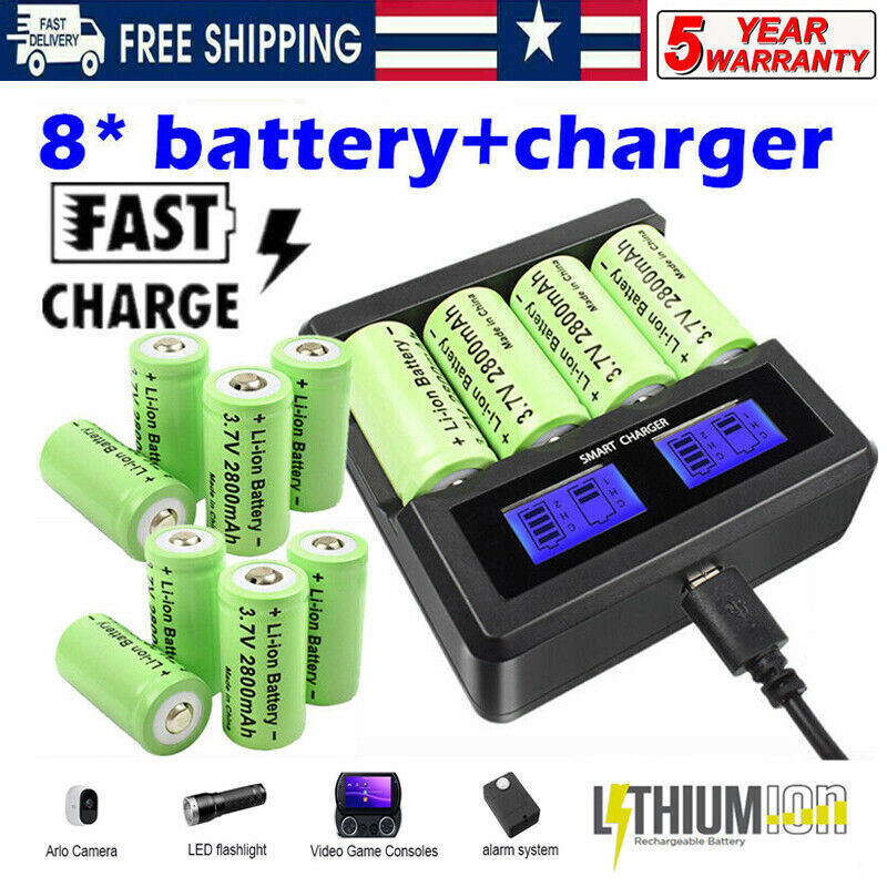 2800mAh Lithium Batteries CR123A CR123 Rechargeable Li-ion Battery ...