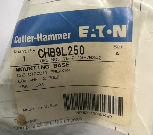 EATON CUTLER HAMMER CHB9L250 Type CHB Circuit Breaker 2P 15-50 AMP ...