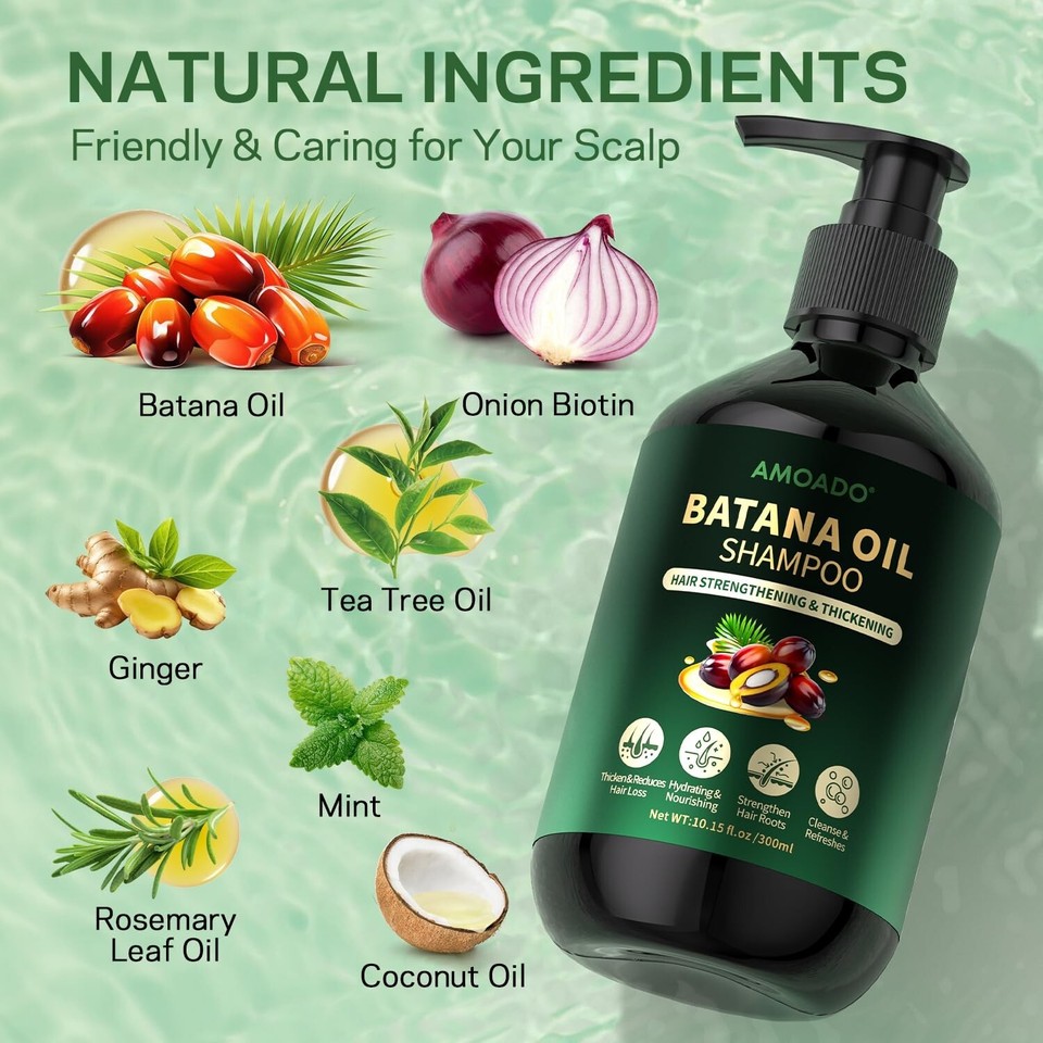 Batana Oil Shampoo for Hair Growth, Strengthening, Thickening, Sulfate ...