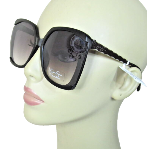 Jessica Simpson Matte Black Square Rim Silver Arms Sunglasses J6201-OXM | eBay