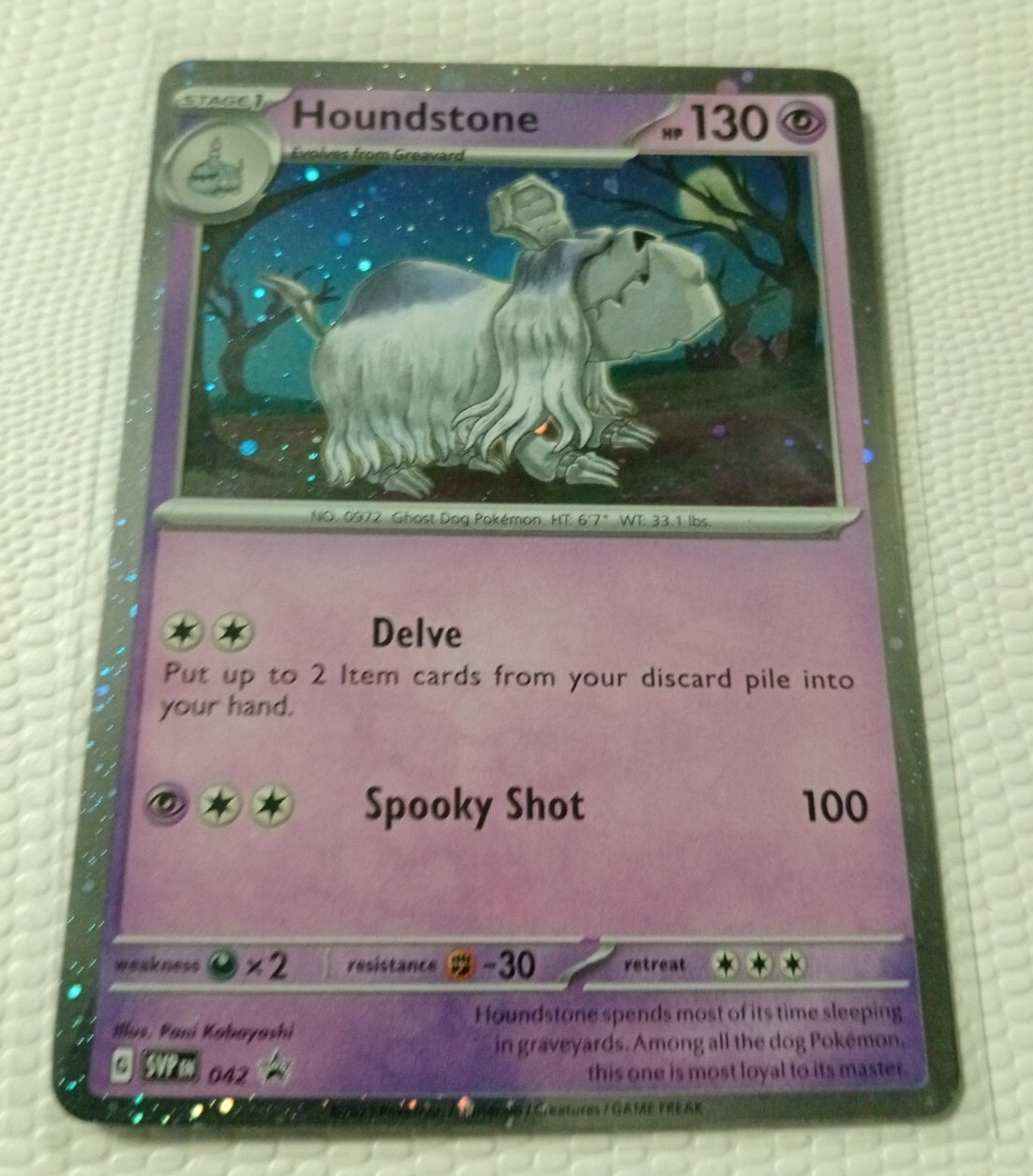 Pokemon TCG Card Scarlet Voilet Houndstone 042 Galaxy Holo Black Star ...